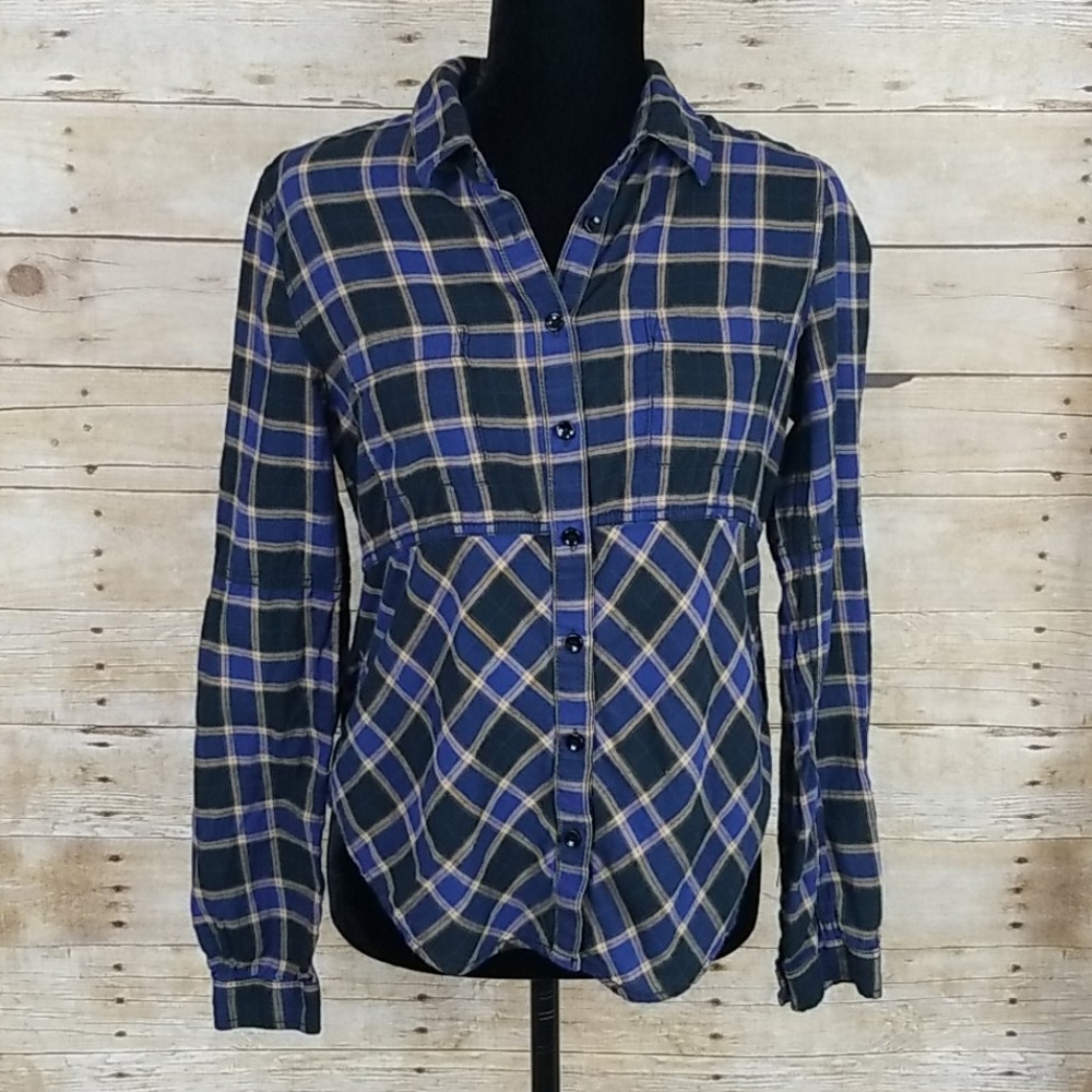 Free People Going Back To Harvard Plaid Shirt - Gem